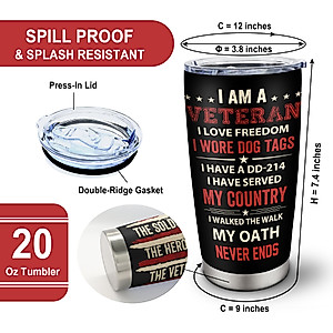 Pudmaple Veteran Gifts: Navy, Army, Air Force & Marine Corps Tumbler 20oz - Perfect for Military Retirement, Vietnam Veterans & Patriotic Hard Heads