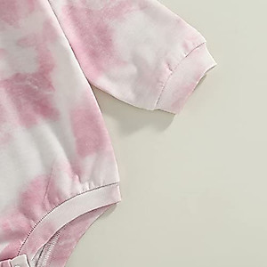 MERSARIPHY Baby Girl Sweatshirt Romper Tie Dyed Infant Girl Bodysuit Sweater Tops Fall Winter Clothes (Pink tie-dyed, 0-6 Months)