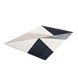 Abani Rugs Gray, Cream and Beige 4 ft. X 6ft. Contemporary Rug. Repeated Triangles in Tones of Cream and Gray Inspired by mid-Century Design. Minimalistic Design Turkish Stain Resistant Area Rug.