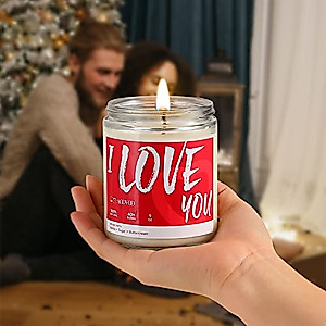 Love You Scented Candle Gifts for Women, Girlfriend, Wife, Vanilla, Sugar, and Buttercream Aromatherapy Soy Wax Candle for Home, Valentine's Day Gifts, Birthday Candle - 40 Hour Burn Time 9oz
