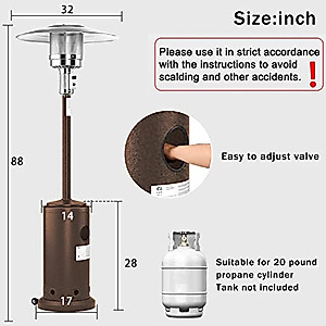 Patio Heaters Outdoor Propane Heater - Outdoor Portable Heaters with Wheels - Commercial Stainless Steel Gas Space Heaters for Garden, Patio, Outdoor, Porch and Pool