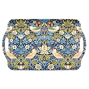 Pimpernel Morris & Co Strawberry Thief Blue Large Handled Tray | Serving Tray for Lunch, Coffee, or Breakfast | Made of Melamine for Indoor and Outdoor use | Measures 18.9" x 11.6" | Dishwasher Safe