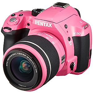 Pentax K-50 16MP Digital SLR Camera Kit with DA L 18-55mm WR f3.5-5.6 and 50-200mm WR Lenses (Pink) - International Version