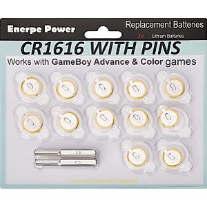 Enerpe CR1616 with Solder Pins 3V Replacement Batteries for Pokemon Games 12-pack