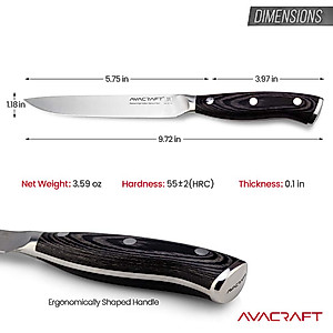 AVACRAFT Kitchen Utility Knife, High Carbon German 1.4116 Stainless Steel, Cutting Chopping Carving Knife, Ergonomic Wooden Handle, Razor Sharp, 5inch Knife with Custom Storage Case