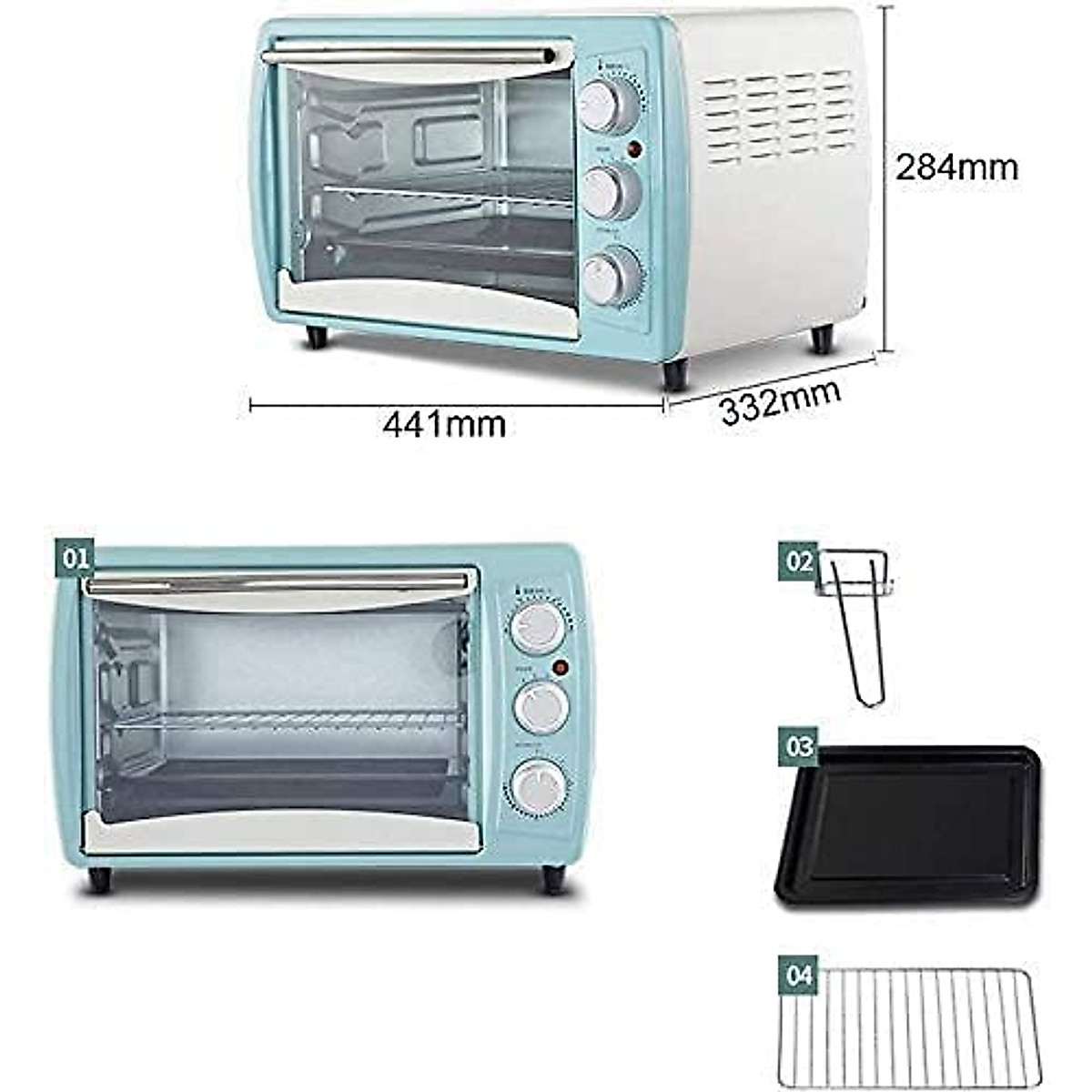 19L Oven,Adjustable Temperature 0-250℃ and 60-Minute Timer Three-Layer Baking Position Household Baking Electric Oven