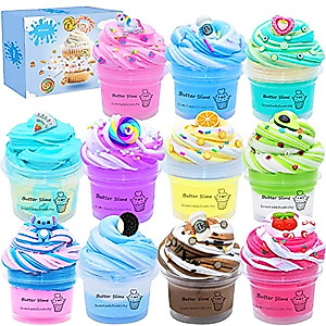 Butter Slime Kit Two-Toned 11 Packed Fidget Toy, Educational Slime Toys, Birthday Gifts Prize Party Favors for Girl Boys Kids 6 7 8 9 10 11 12