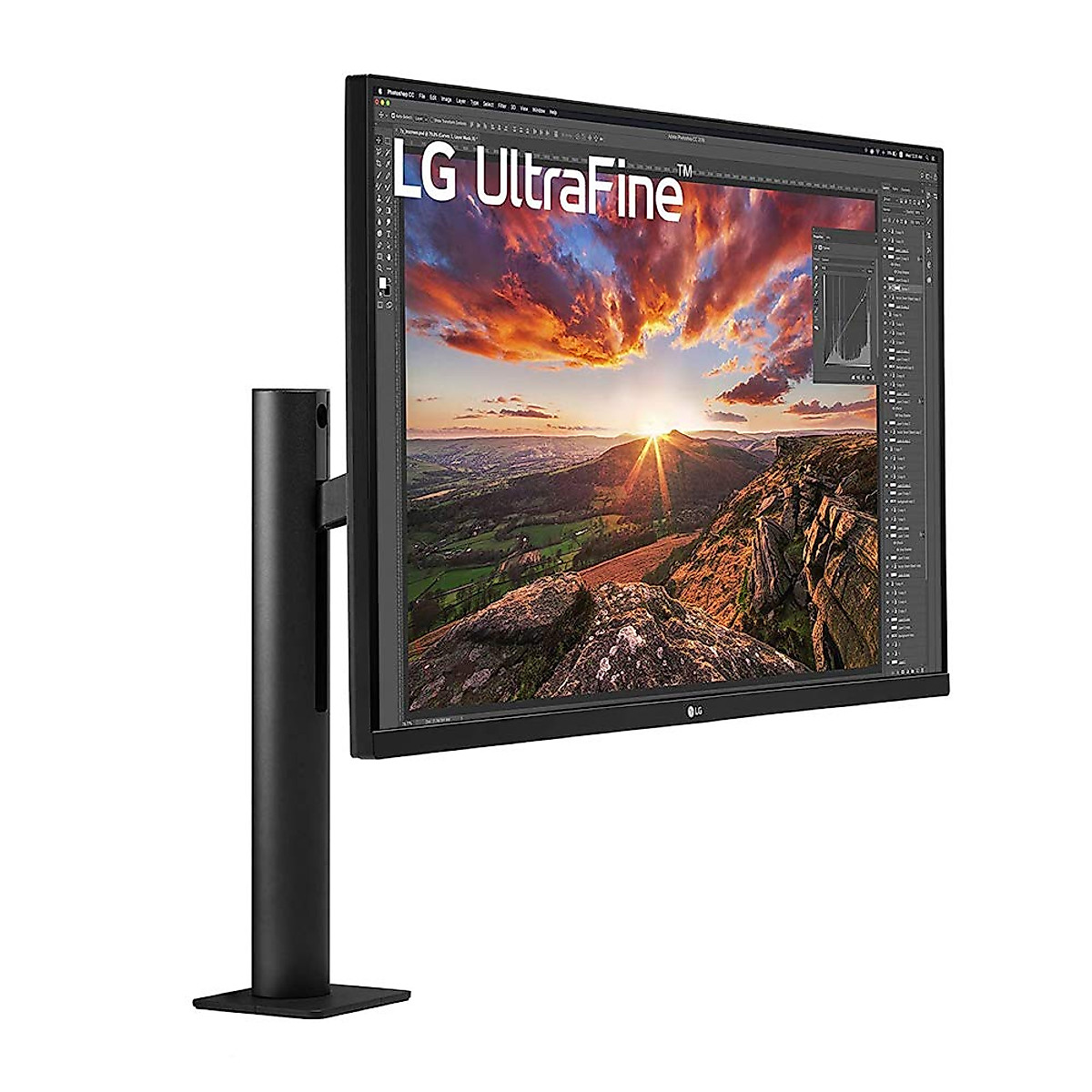 LG 32UN880-B 32 Inch Ultrafine Display Ergo 4K HDR10 Monitor Bundle with 2X 6FT Universal 4K HDMI 2.0 Cable, Universal Screen Cleaner and 6-Outlet Surge Adapter