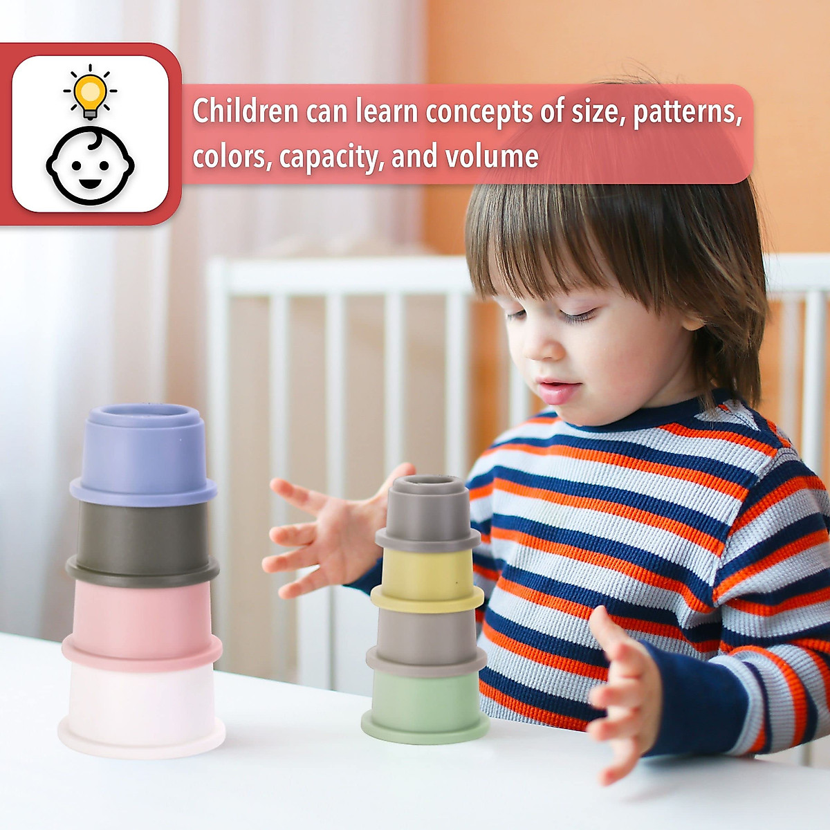 Mr. Pen- 8 Pcs, Baby Stacking Toys/Cups, Nesting Cups, Stackable Cups for Baby and Toddler
