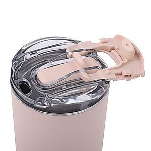 Manna Groove Stainless Steel Insulated Tumbler with Locking Tritan Lid and Flip-up Straw - 30 Oz - Rose Quartz Powder Coat