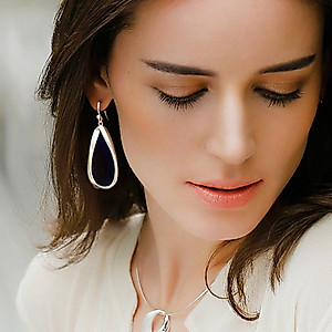 SA SILVERAGE Earrings for Women, 925 Sterling Silver Teardrop Earring Fashion Clip on Christmas Jewelry Dangly Statement Ear Rings Thanksgiving Gift