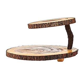 Lipper International Acacia 2-Tier Tree Bark Server for Meats, Cheeses, and Crackers,Acacia Tree Bark, 14"L x 14"W x 8"Th