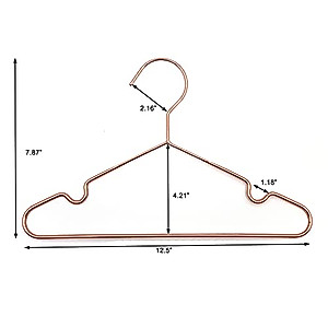 Koobay 12.5" Children Rose Gold Clothes Hangers, 10-Pack, Shiny Steel Wire Shirts Coat Slacks Clothes Hangers Storage Display