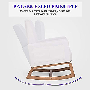 Paddie Rocking Chair Nursery Glider Rocker Chair Tall Back Upholstered Accent Armchair for Living Room Bedroom Office