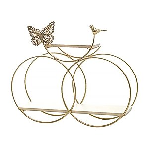 BESPORTBLE 1 Set Wrought Iron Wall Shelf Vintage Butterfly Floating Shelf Decorative Geometric Hanging Spice Rack for Bedroom Kitchen Bathroom Sofa Background Wall Decor Golden