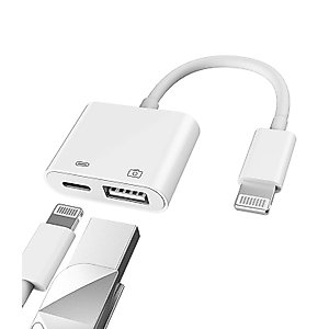 Apple Certified Lightning Male to USB Female Adapter OTG and Charger Cable for iPhone 11 12 Mini max pro xs xr x se 7 8plus Ipad air A Camera Memory Stick Flash Drive Cord Converter Charging Splitter