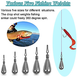 Tungsten Drop Shot Weights Fishing Weights Sinkers kit Tungsten Fishing Sinkers Swivels for Drop Shot Rig Bass Freshwater Saltwater Tackle Box