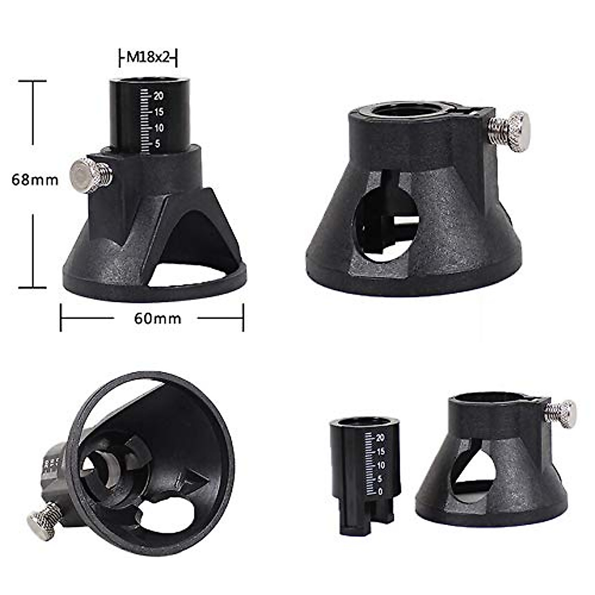 Rotary Multi Tool Cutting Guide Attachment Kit with HSS Router Drill Bits Set,11 Pcs