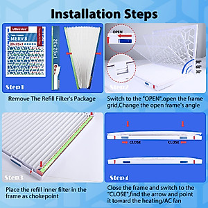 UBeesize Reusable 20x25x1 Air Filter(6-Pack),Upgrade AC/HVAC/Furnace Filter,MERV 8,MPR 700,Easy to Close/Open,1xReusable ABS Frame+6xReplaceable Filter(Actual Size: 19.72x24.6x0.87 Inch)