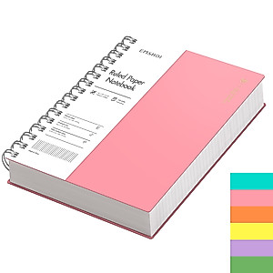 EMSHOI A5 Spiral Notebook College Ruled Lined Journal, Small 5.7" X 8.22", 300 Pages/150 Sheets, 100gsm Thick Paper, Waterproof Hardcover, for Office School Women Men Work Writing Notes-Pink