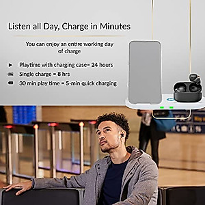 Sony WF-1000XM4 True Wireless Bluetooth Noise Cancelling in-Ear Headphones (Black) Bundle with Dual Pad Wireless Charger - Charge Your Earbuds and Charging Case Easily & Wirelessly (2 Items)