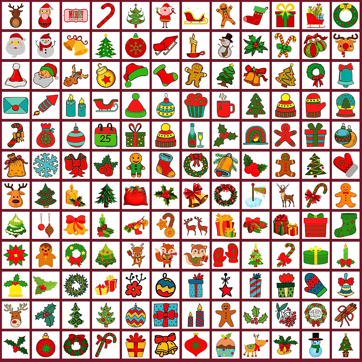 Partywind 408 PCS Individually Wrapped Christmas Temporary Tattoos for Kids Stocking Stuffers, Christmas Holiday Decorations Party Supplies Favors Gifts, Xmas Tattoo Stickers for Boys and Girls