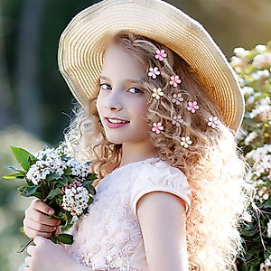 Paderison 10Pcs Flower Hair Clips for Girls Small Hair Claw Clips Mini Flower Hair Clips with Crystal Cute Metal Claw Clips Sparkling Hair Barrettes Nonslip Side Clip Hair Accessories for Women