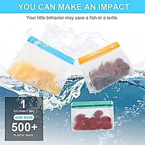 ElifeAcc Reusable Food Storage Bags , 8 Pack BPA FREE Stand up Freezer Bags Leakproof Upgrade Seal Food Grade PEVA Bags ,Reusable Zipper (Gallon Bags,Sandwich Bags, kids Snack Bags )Plastic FREE Lunch Bag
