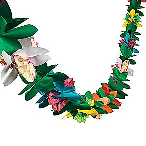 Fun Express Colorful Paper Flower Garland, 9 feet Long - for Luau, Tiki, and Tropical Party Decor
