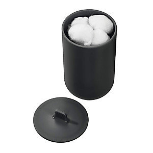 iDesign Cade Canister Bathroom Storage Jar with Lid for Bathroom, Vanity, Desk, Countertop, 3.14" x 3.14" x 5.09", Matte Black (Pack of 2)