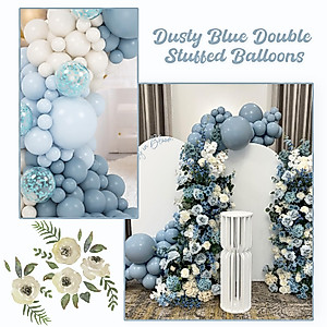 Double Stuffed Dusty Blue White Balloon Garland, Baby Blue Balloon White Sand Beige Cream Balloon Arch Kit for Baby Shower Wedding Birthday Birthday Party Decoration