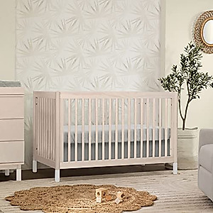 Babyletto Gelato 4-in-1 Convertible Crib with Toddler Bed Conversion in Washed Natural and White, Greenguard Gold Certified