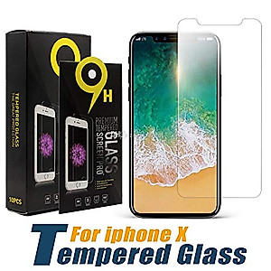 iPhone X Screen Protector, iPhone X Tempered Glass Screen Protectors [3D Touch] 0.25mm Screen Protector Glass for Apple iPhoneX work with most case 99% Touch Accurate