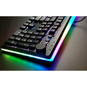 i-rocks K71M RGB Mechanical Gaming Keyboard with Media Control Knob, Gateron Switches (Brown), 107 Keys w/Full NKRO, PBT Keycaps, Multimedia Hotkeys, Detachable USB-C Cable and Onboard Storage, Black