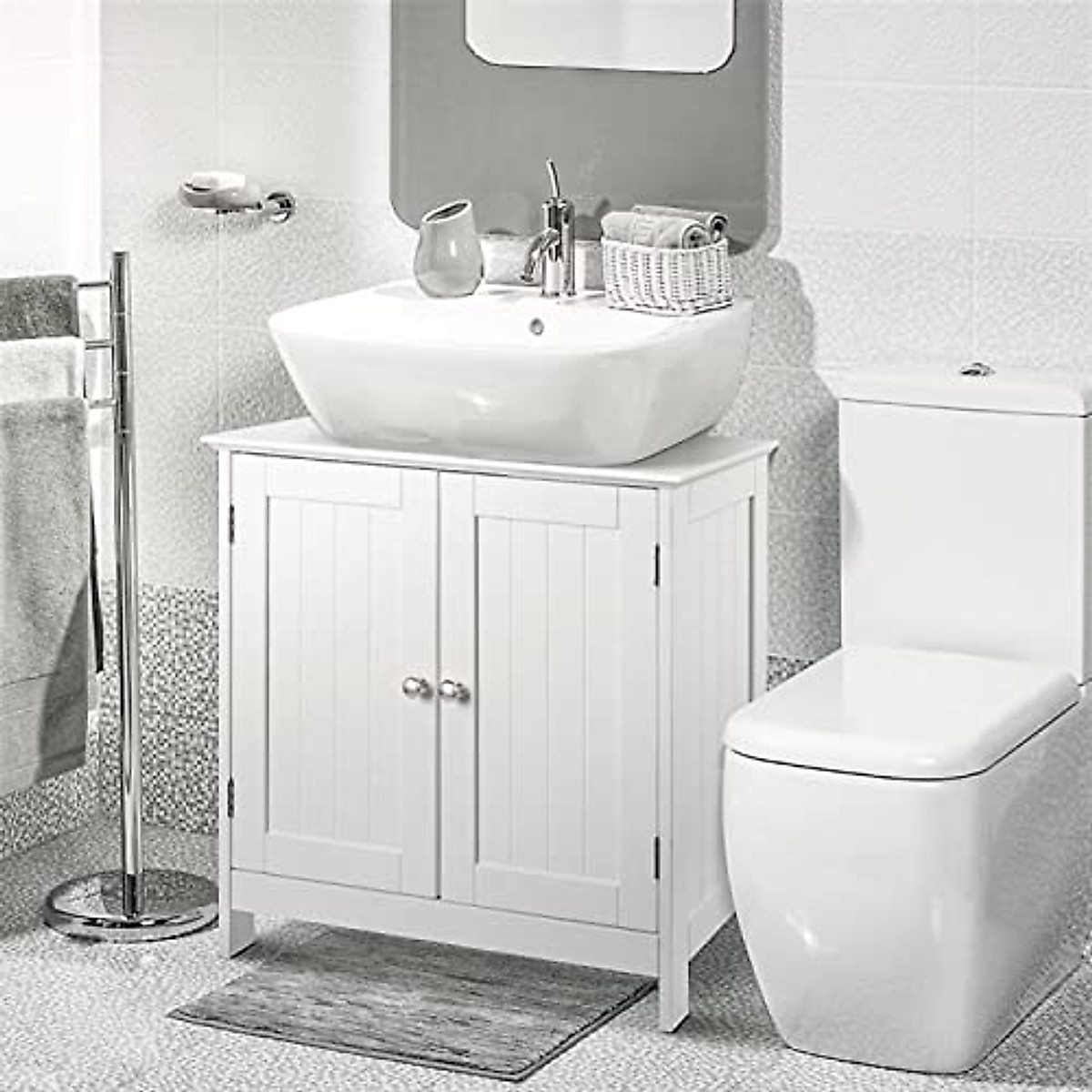 SDGH Two-Door Bathroom Vanity Cabinet Wash Basin Cabinet Multifunctional Storage Shelf Basket Kitchen Bathroom Accessories