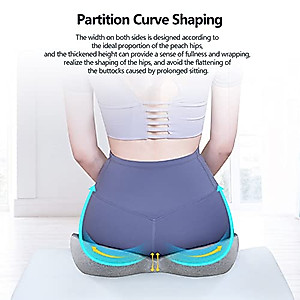 Seat Cushion for Office Chair, Non-Slip Chair Seat Cushions for Tailbone Pain, Lower Back Sciatica Pain Relief, Memory Foam Coccyx Cushion Butt Pillow for Office Chair, Car, Wheelchair (Grey)
