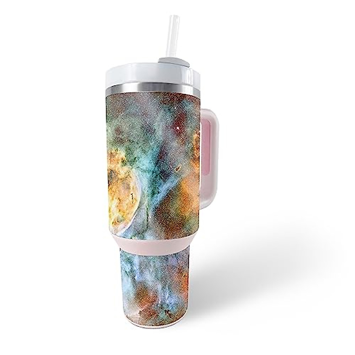 MightySkins Glossy Glitter Skin Compatible with Stanley The Quencher H2.0 FlowState 40 Oz Tumbler - Space Cloud | Protective, Durable High-Gloss Glitter Finish | Easy to Apply