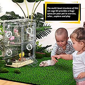 MLOHASING Hamster Cages and Habitats,Rat Cage with Hamster Accessories Including Hamster Ball，Food Dish, Water Bottle，Small Animal Cage and Playpen