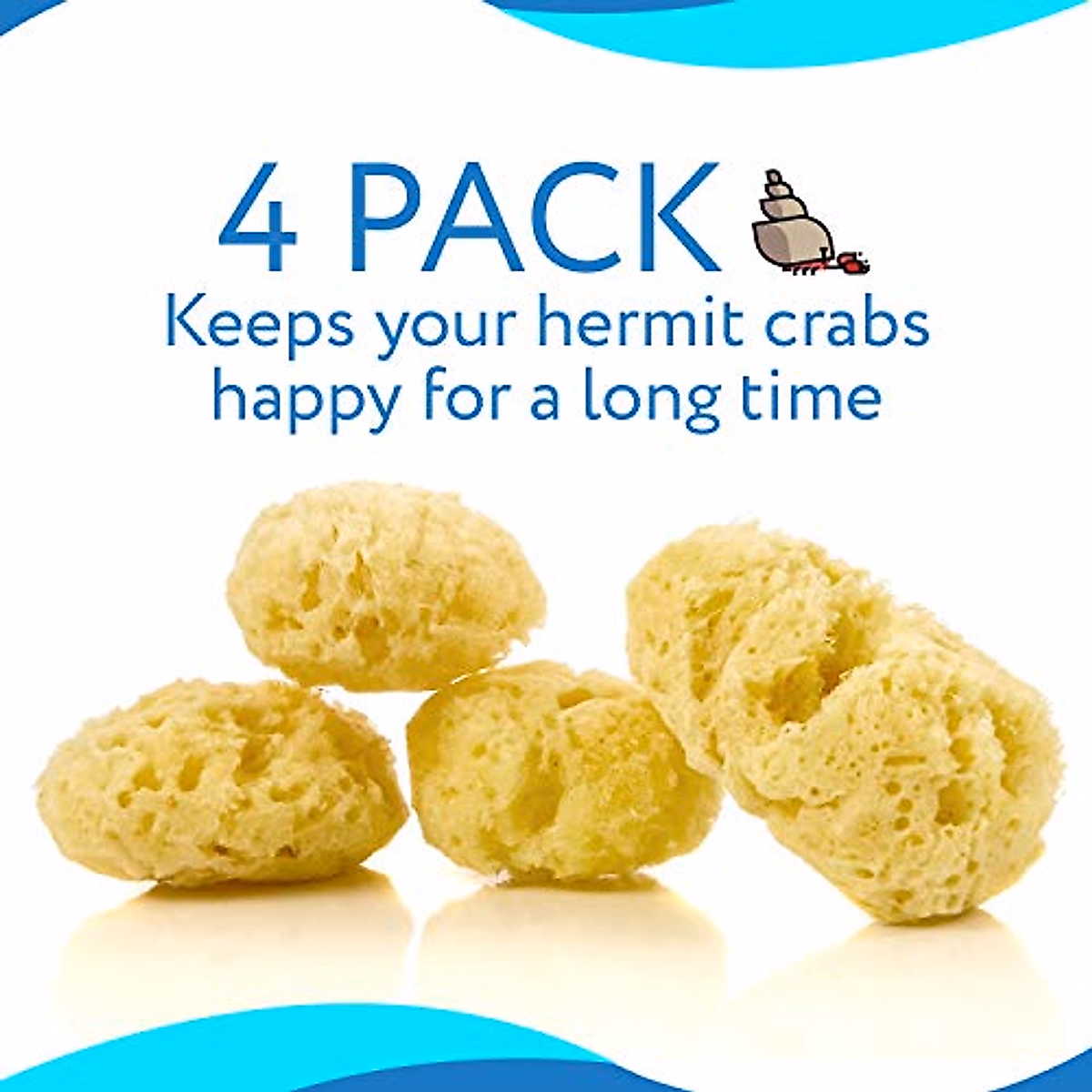 Evergreen Pet Supplies 4-Pack of Natural Hermit Crab Sea Sponges - All Natural Sponge for Crabs - Assists Safer Drinking, Provides Nutrients, Balances Tank Humidity