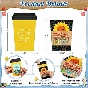 WhatSign Teacher Appreciation Gift Cards Holder Thank You Teacher Coffee Gift Card Holders Best Teacher Gifts Cards End of Year Gifts for Teacher Retirement Teacher Appreciation Week Coffee Gift Cards