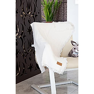 BROSS 100% Cotton Unisex Baby Blanket, 4-Layers, 110 * 120 cm, Swaddle Blanket for Newborn Babies, Soft Silky Blanket for Babies, Newborn Receiving Blanket, Baby Muslin Blanket Soft (Ecru)