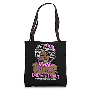 International Women's Day 2023 Embrace Equity Black Queen Tote Bag