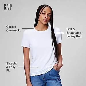 GAP Womens Luxe Short Sleeve Crew Neck T-Shirt T Shirt, White V2 Global, Small US