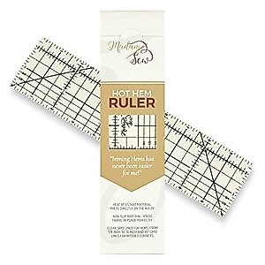 Madam Sew Hot Hem Ruler for Quilting and Sewing – Non-Slip Hot Ironing Ruler with Clear Grid Lines for Fabric Seams, Hems, Folds and Pleats with Dry or Steam Iron on Quilt Blocks and Clothes