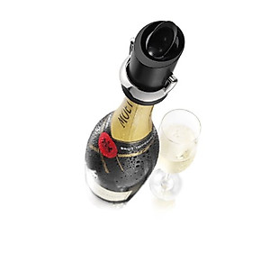 Vacu Vin Champagne Saver & Server - Black - 1 Stopper-Pourer - Keep Champagne Fresh for Up to a Week with Airtight Seal - Vacuum Pump with Champagne Bottle Stopper and Pourer