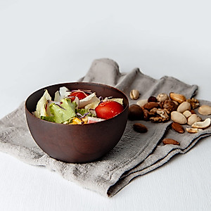 Naturoom Handmade Wooden Cereal Bowls, Set of 2, Zen Style Rice & Miso Soup Bowls, Small Salad bowl, Perfect For Snack, Nuts, Candy, Fruit and noddle, 5'' Diam x 3'' High Craft Decorative Bowl