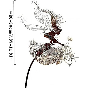 Tiyazxw Fairies Dandelions Garden Stainless Steel Fairy Ornaments, Garden Sculptures and Statues Flying Fairy Sculptures Yard Art Ornaments, Dancing Fairy Dandelion Garden Decoration, Feel love and ho