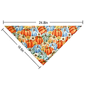 Fall Dog Cat Bandana, Thanksgiving Harvest Pumpkin and Maple Pattern for Large Medium Small Puppies Pets