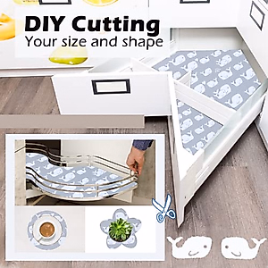 Cabinet Liners Non Slip Waterproof Drawer Shelf Liner 12 Inch Wide X 20 Ft Whale Pattern Non Adhesive Oil-Proof Liners for Kitchen Refrigerator Wire Shelf Pantry Thicken Rotective Cupboard Mat