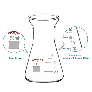 stonylab Glass Wide Mouth Erlenmeyer Flask, 500 ml Borosilicate Glass Erlenmeyer Flask with Heavy Duty Rim, 1 Pack